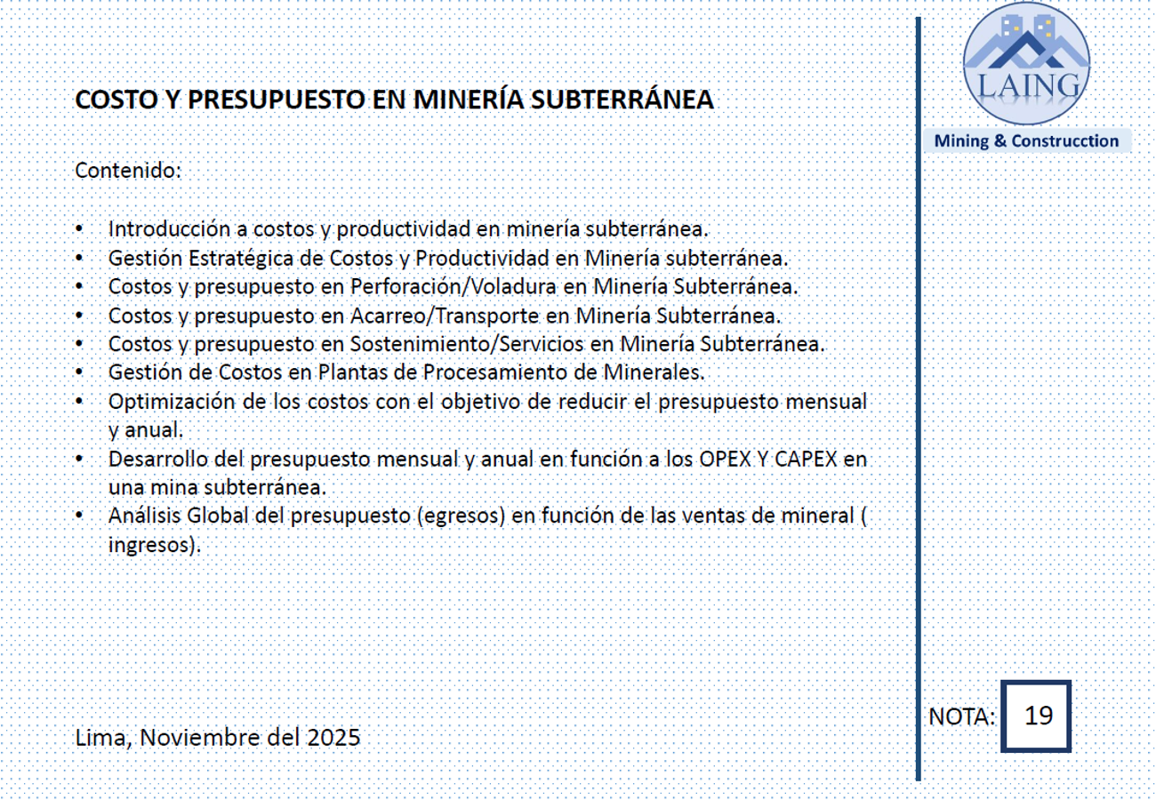 Programa de Alta Especialización en Gestión de Costos y Presupuestos en ...